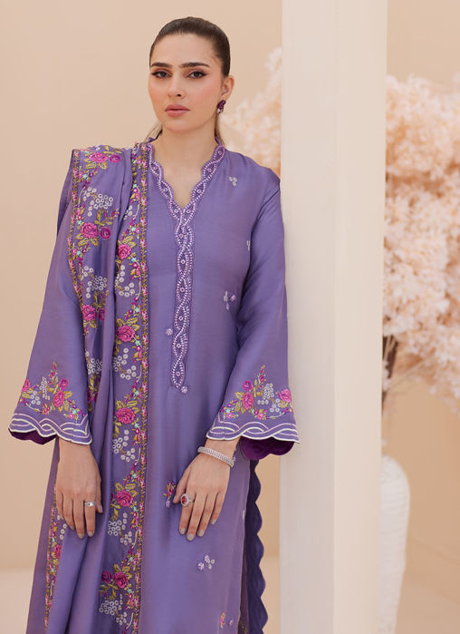 Farah Talib Aziz Goldie Grape Silk Shirt and Dupatta Zaza Formals 2025 ...
