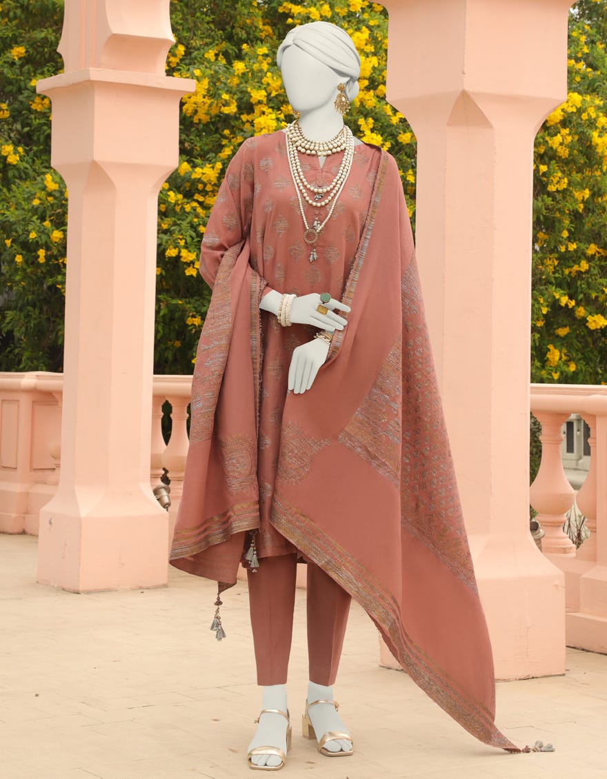 Junaid Jamshaid Brown Jacquard 3PC | JLAWN-S-24-344 Riwayat-06 Eid Ul ...