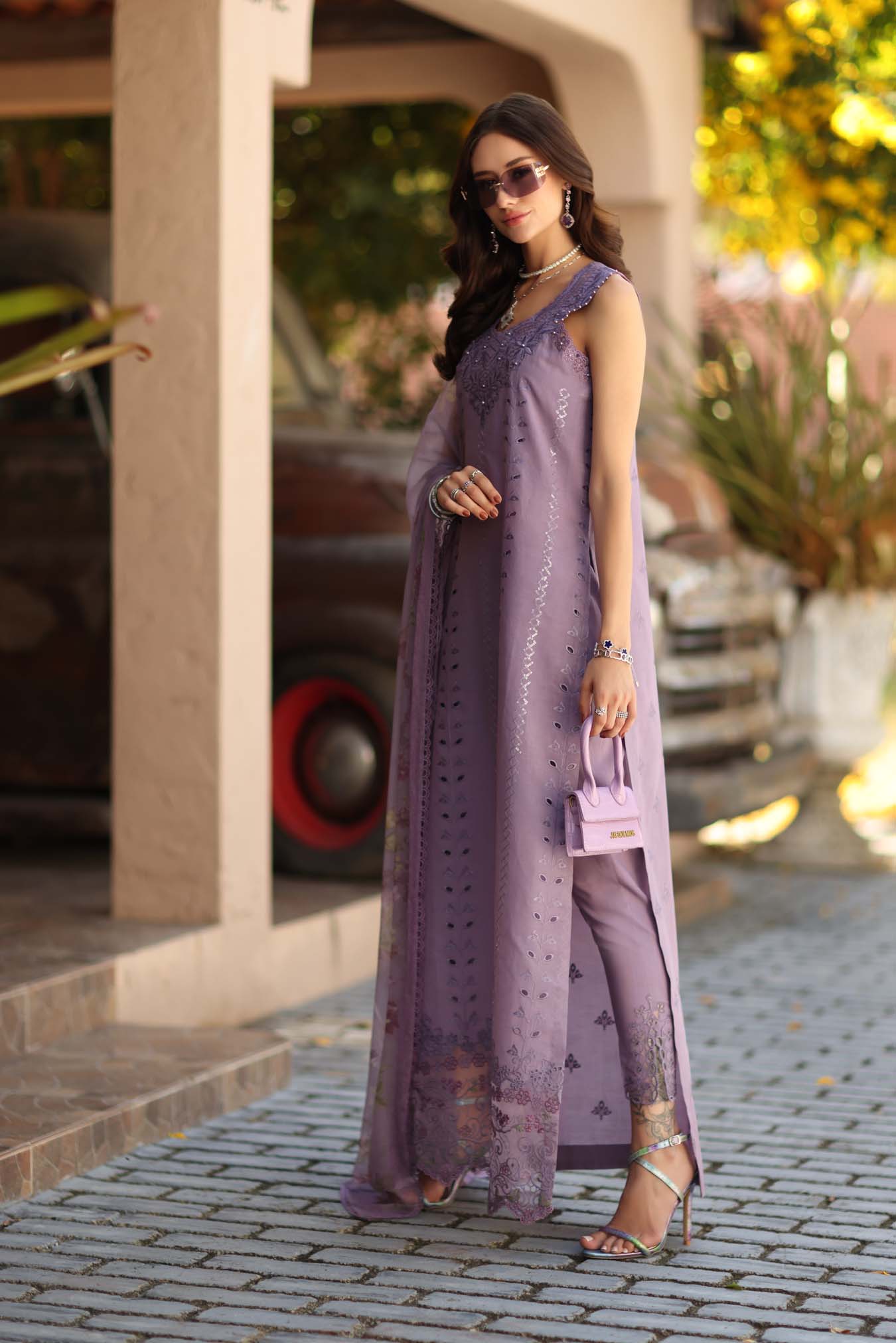 Saadia Asad D4 - A - French Violet Noor Luxe Chikankari 2026 – Sara Clothes