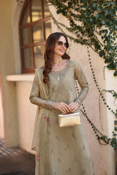 Saadia Asad D7 - B - Warm Gold Sage Noor Luxe Chikankari 2026 – Sara ...