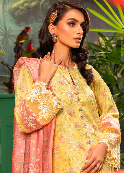 Alkaram Studio EC-02-24-Yellow Luxury Lawn Collection 2024 – Sara Clothes