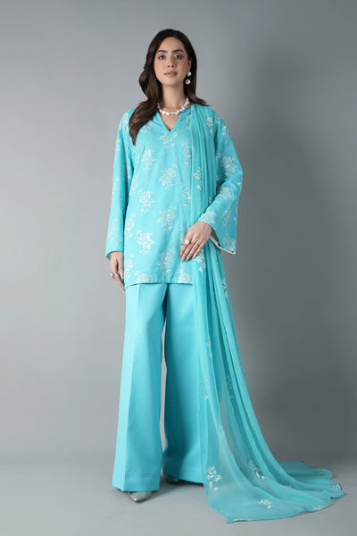 Bareeze Geometric Floral-02-Ferozi Winter Casual Collection 2025 – Sara ...