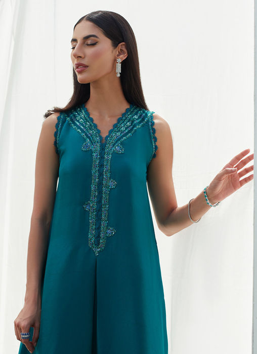 Farah Talib Aziz Forest Tailored Silk Shirt Eid Edition – Sara Clothes