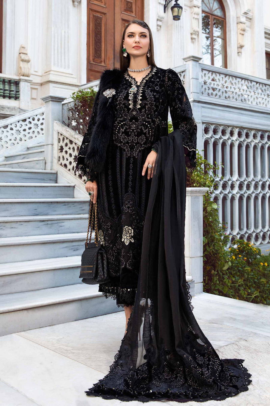 Maria B Black & Gold DL-1111 Winter Linen Collection – Sara Clothes