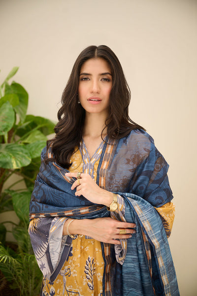 Dhanak DU-3148 Mustard Summer Basics Embroidered Lawn – Sara Clothes