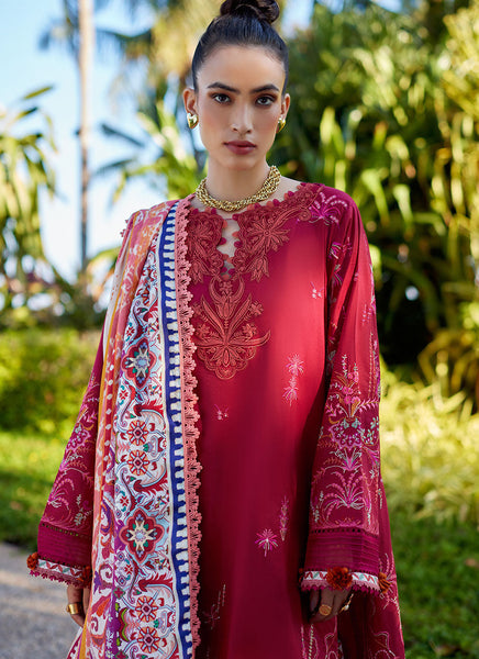 Farah Talib Aziz Enzo Red Suay Lawn Collection 2024 – Sara Clothes